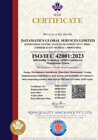 Datamatics earns ISO 42001:2023 Certification for Artificial Intelligence Management Systems ...